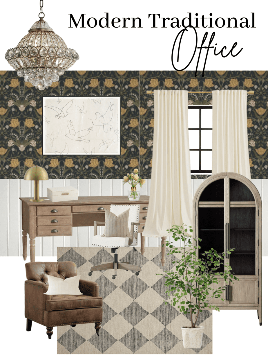 Modern Traditional Office Mood Board - Truemans Treasures
